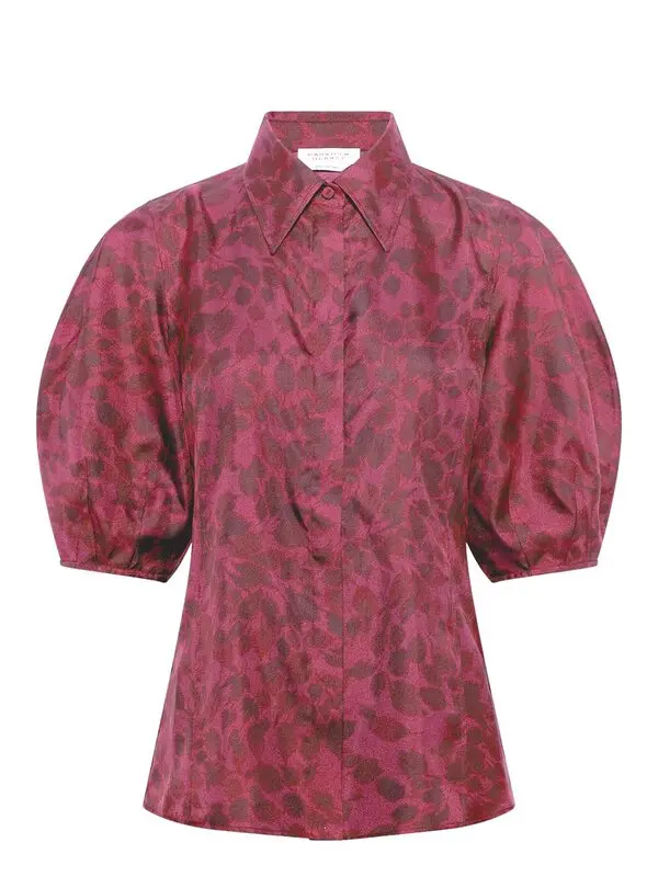 Gabriela Hearst Sansi Printed Silk Twill Top - Fuchsia