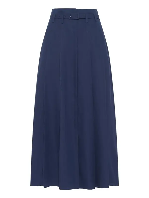 Gabriela Hearst Dugald Pleated Midi Skirt - Electric Navy
