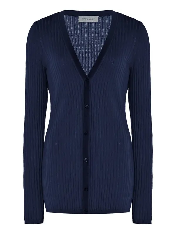 Gabriela Hearst Emma Pointelle Knit Cashmere Silk Cardigan - Electric Navy