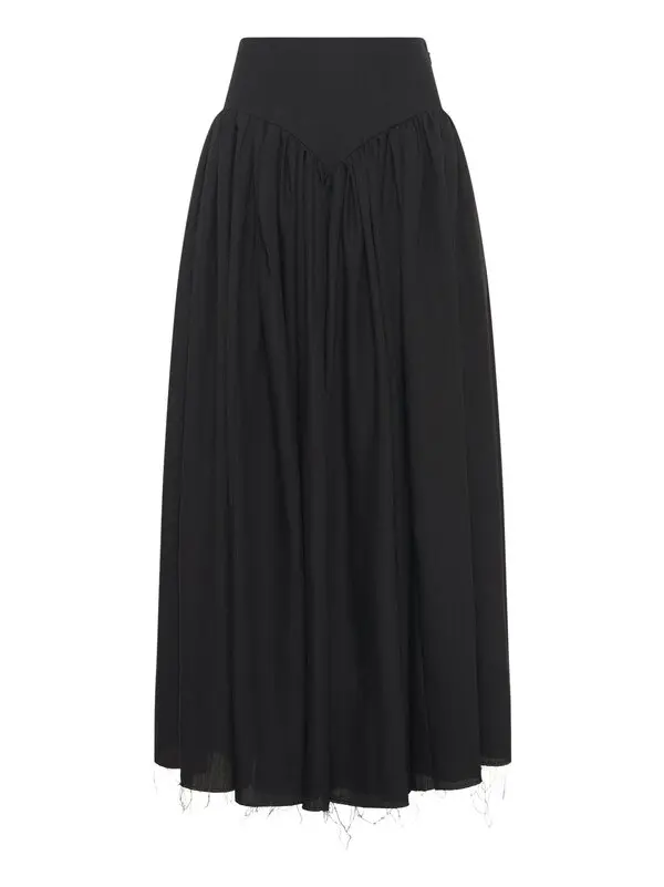 Gabriela Hearst Juniper Maxi Pleated Skirt In Aloe Linen - Black