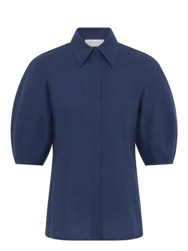 Gabriela Hearst Sansi Linen Top - Electric Navy