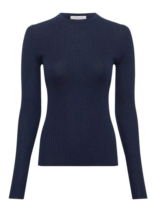 Gabriela Hearst Browning Cashmere Silk Knit Sweater - Electric Navy