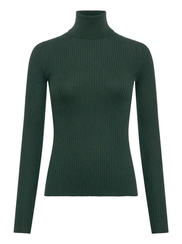 Gabriela Hearst Peppe Knit Cashmere And Silk Turtleneck - English Green