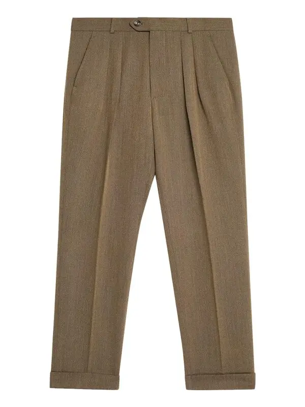 Loro Piana Stafford Jaspe Wool Pleated Pants - 518h Shady Garden
