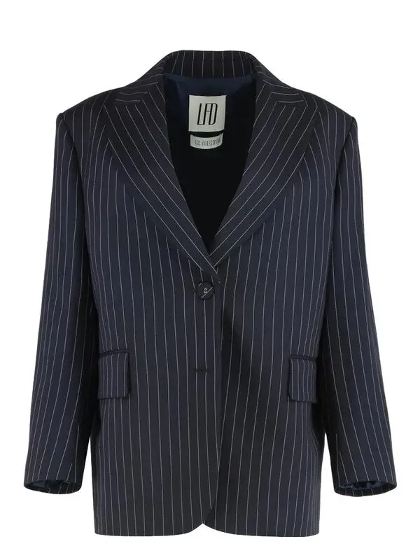 LES FILLES D'EVA Oversized Pinstripe Blazer - Blue