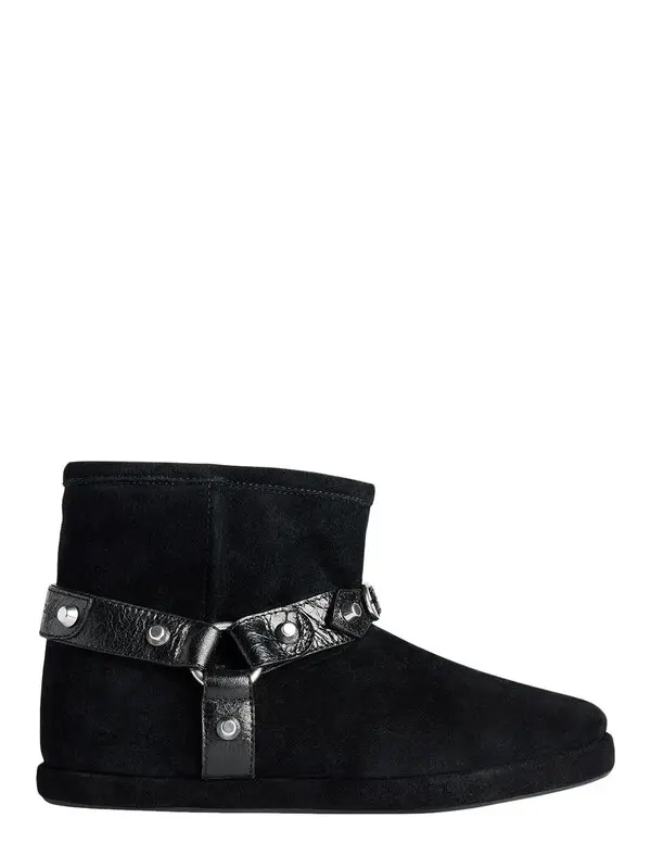 Balenciaga Alaska Shearling-lined Suede Ankle Booties - Noir Multi