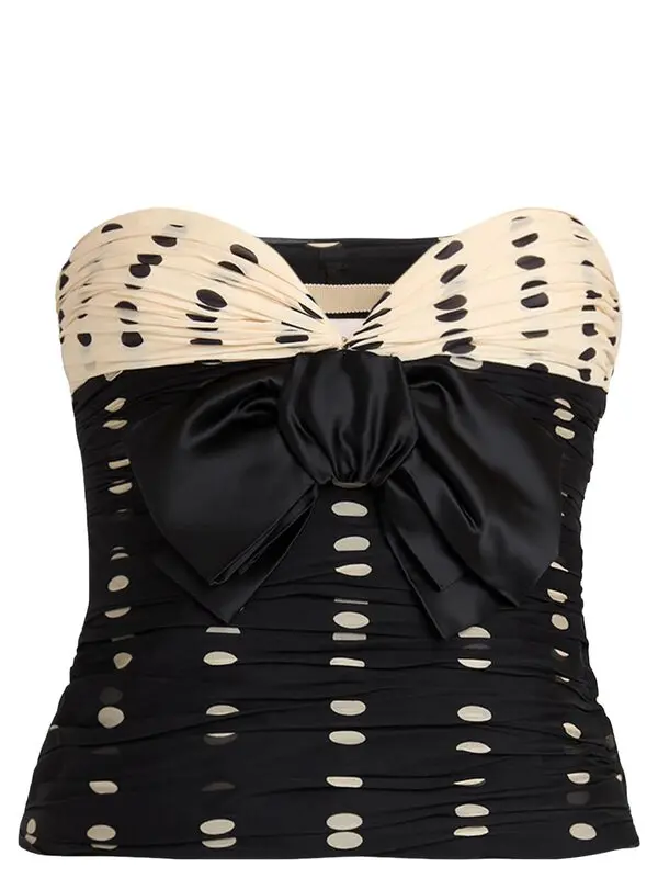Valentino Garavani Strapless Polka Dot Bustier - Light Hazelnut