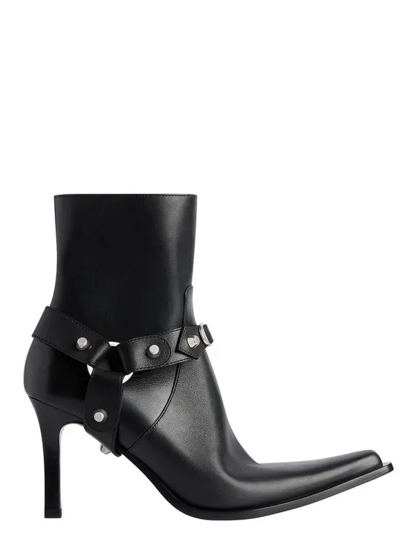 Balenciaga City Harness Leather Booties - Black