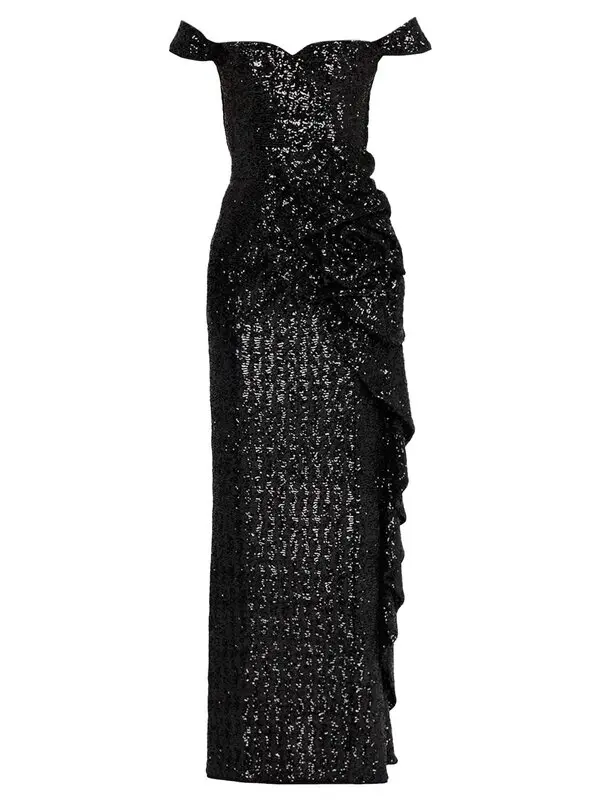 Chiara Boni La Petite Robe Iska Off-the-shoulder Sequin Gown - Black