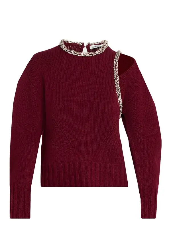 Simkhai Monroe Embellished Cut-out Sweater - Oxblood