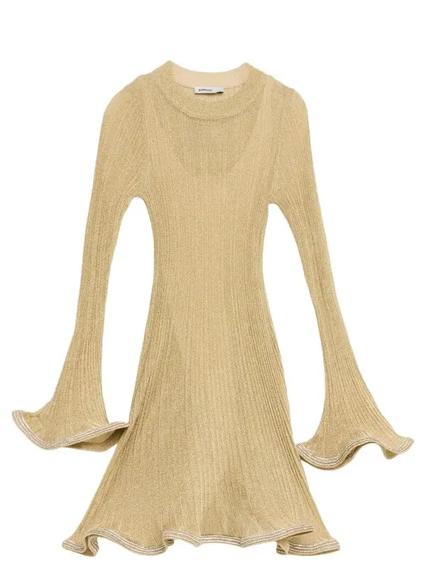 Simkhai Zelda Embellished Knit Mini Dress - Gold