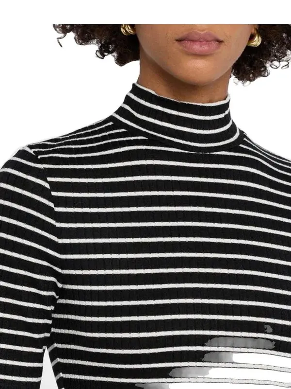 Rag & Bone The Knit Stripe Mock-neck Top - Black