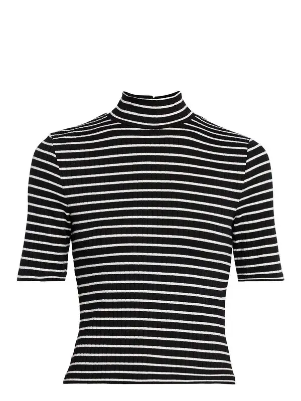 Rag & Bone The Knit Stripe Mock-neck Top - Blkmt