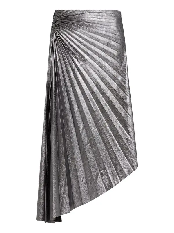 A.L.C. Tracy Metallic Vegan Leather Midi Skirt - Slate Meta