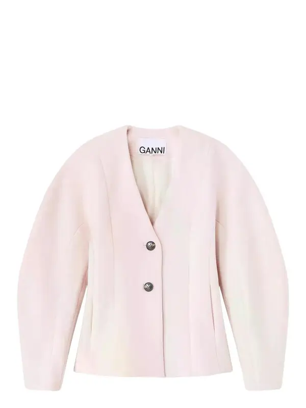 GANNI Buttoned V-neck Jacket - Pink