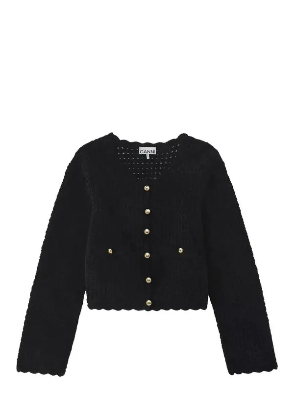 GANNI Button-fastening Pocket Cardigan - Black