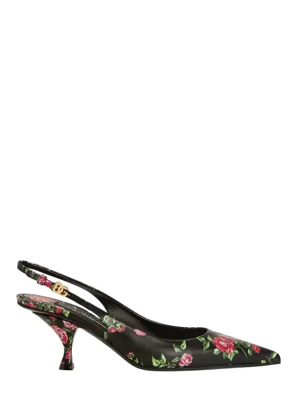 Dolce & Gabbana 60mm Floral Slingback Slippers - Black