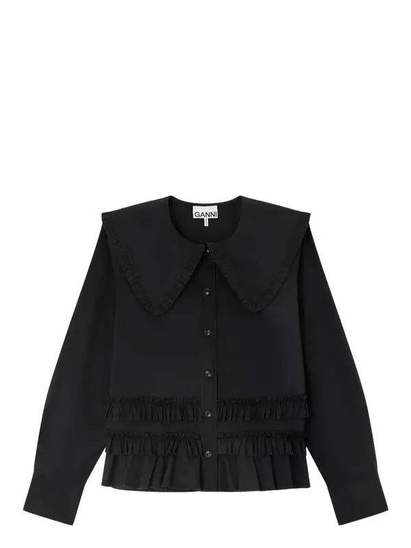 GANNI Ruffled Top - Black
