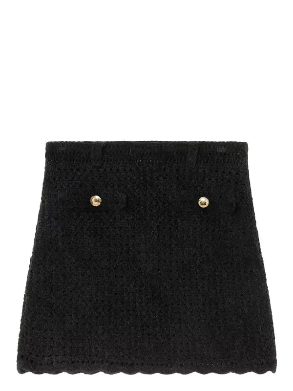 GANNI Button Textured Mini Skirt - Black