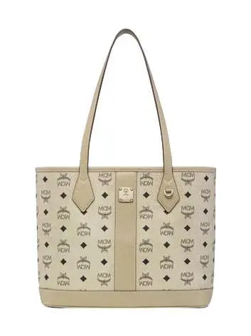 Mcm Visetos Shopper With Pouch - Beige