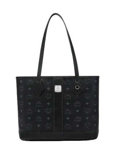 Mcm Small Liz Shopper In Visetos - Black