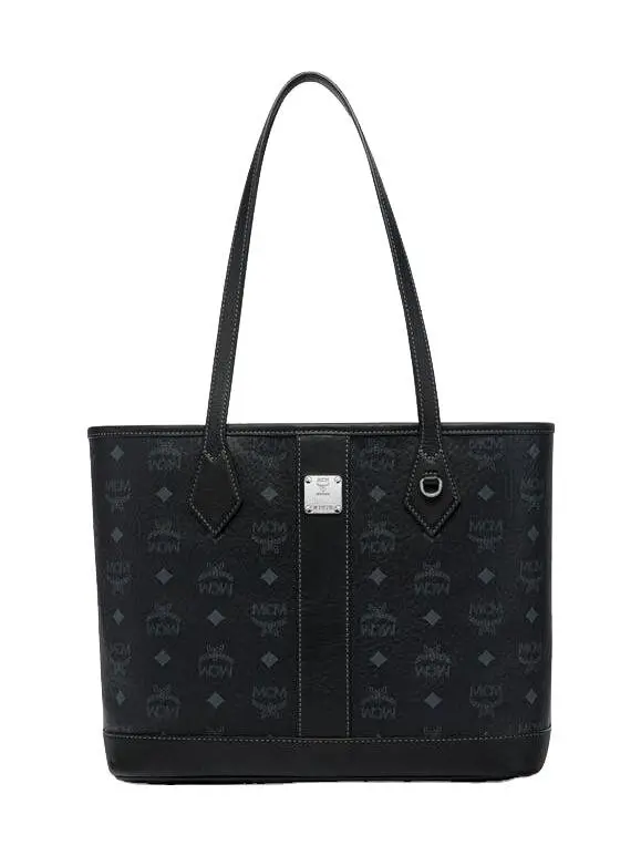 Mcm Small Liz Shopper In Visetos - Black