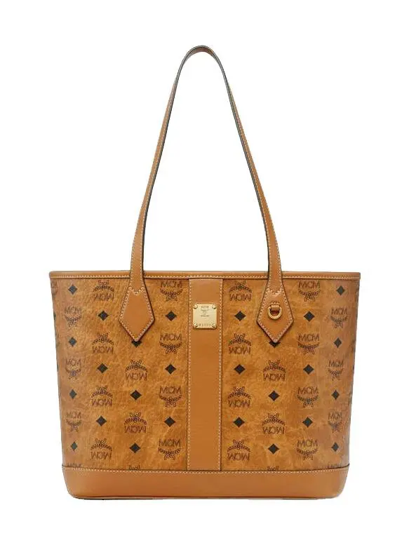 Mcm Small Liz Shopper In Visetos - Cognac