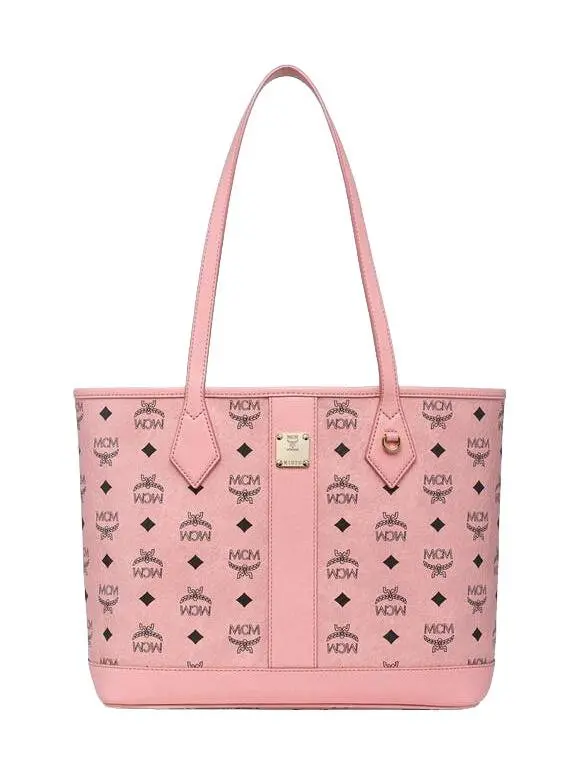 Mcm Small Liz Shopper In Visetos - Soft Pink