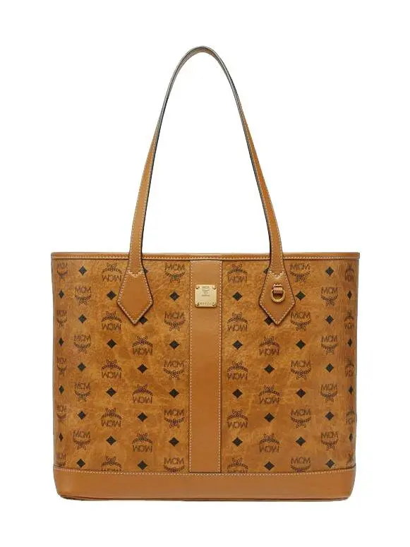 Mcm Liz Shopper In Visetos - Cognac