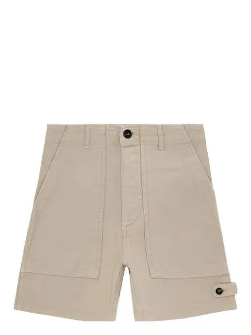 FORTELA Jim Fatigue Cotton Satin Shorts - Stone