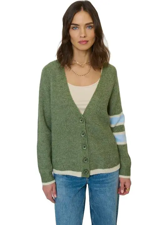 Central Park West Marley Varsity Cardigan - Green