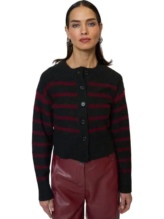 Central Park West Marley Striped Cardigan - Black Multi