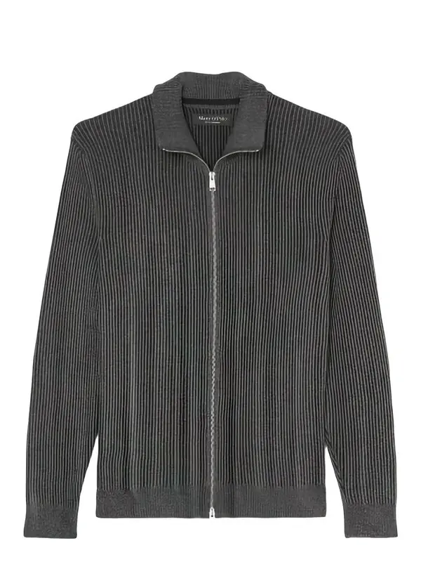 Marc O'polo Ribbed Zip-up Cardigan - Grey