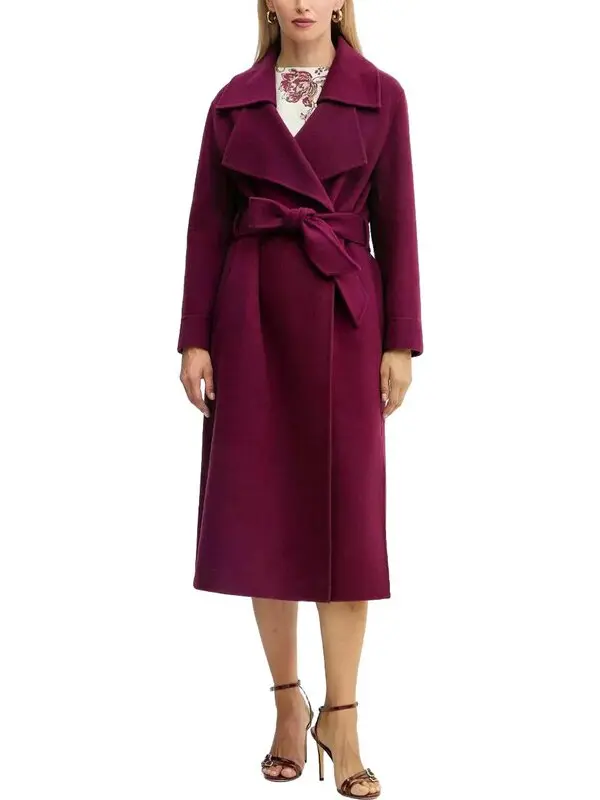 SIMONA CORSELLINI Belted Wool Coat - Purple