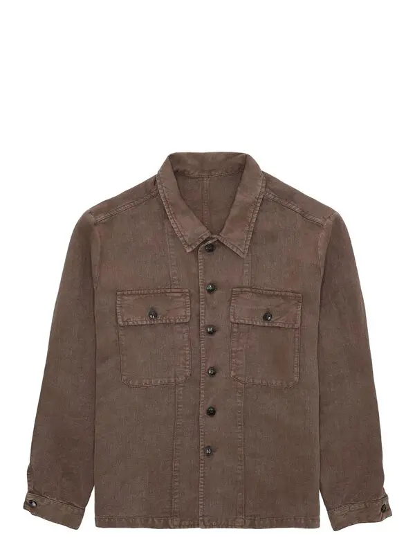 FORTELA Helvetica Linen Overshirt - Brown