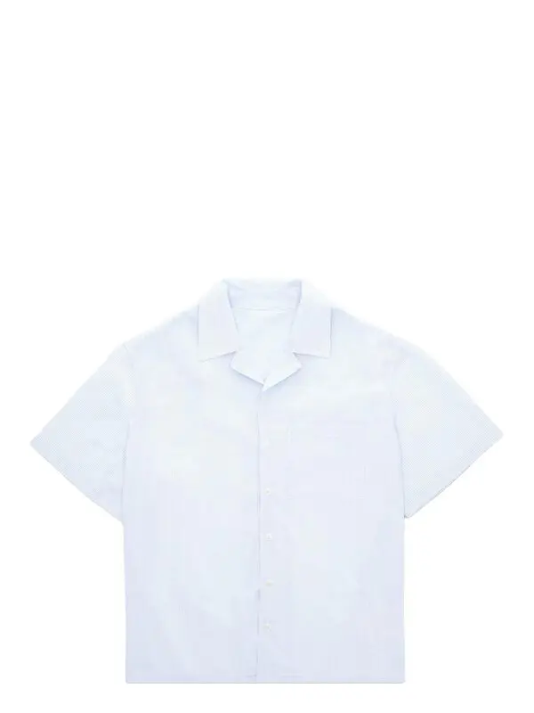 FORTELA Bowling Linen Short Sleeve Shirt - Light Blue