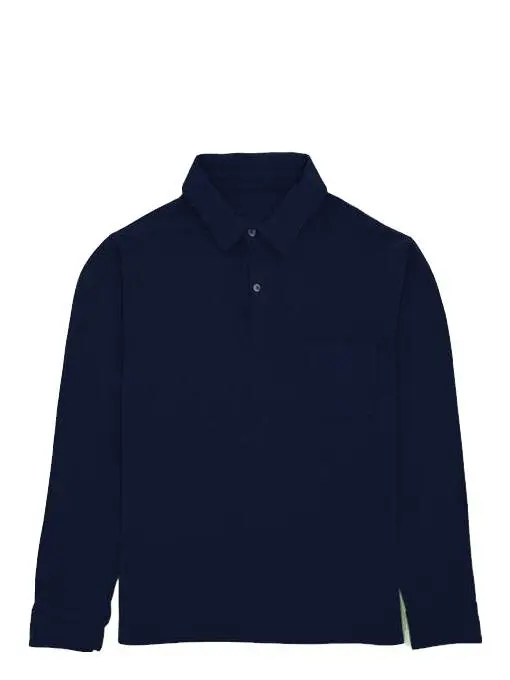 FORTELA Missouril Long Sleeve Cotton Polo - Blue
