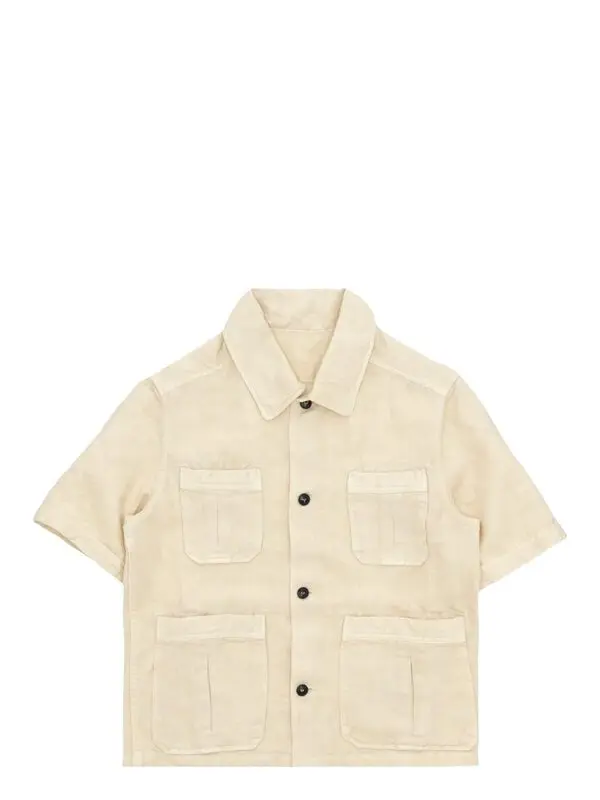 FORTELA Safari Short Sleeve Linen Shirt - Milk