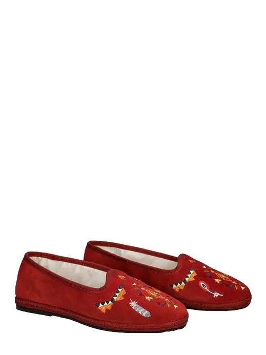 FORTELA Frutate Friulane Suede Slippers With Embroidery - Ferrari