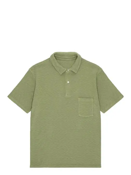 FORTELA Missourim Waffle Jersey Short Sleeve Polo - Olive Green