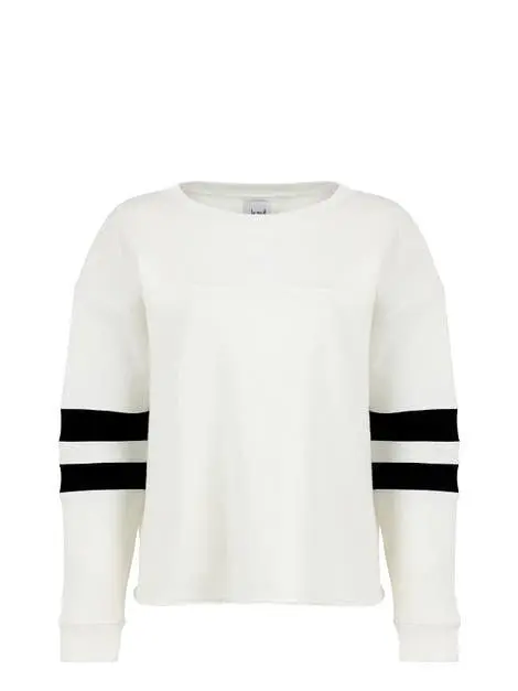 LEZAT Gilda Organic Cotton Varsity Sweatshirt - White