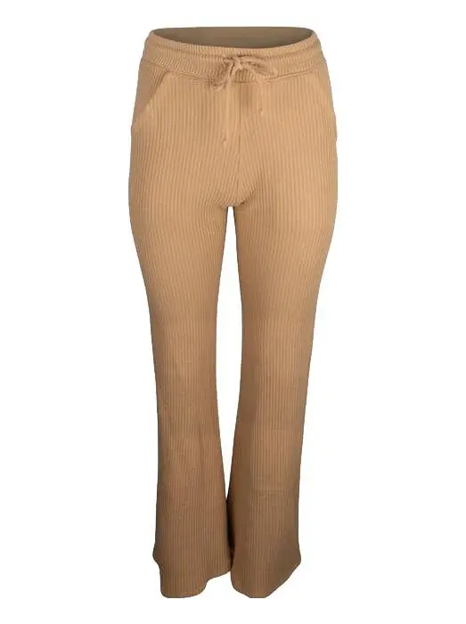 LEZAT Jules Waffle Knit Organic Cotton Drawstring Pant - Iced Coffee