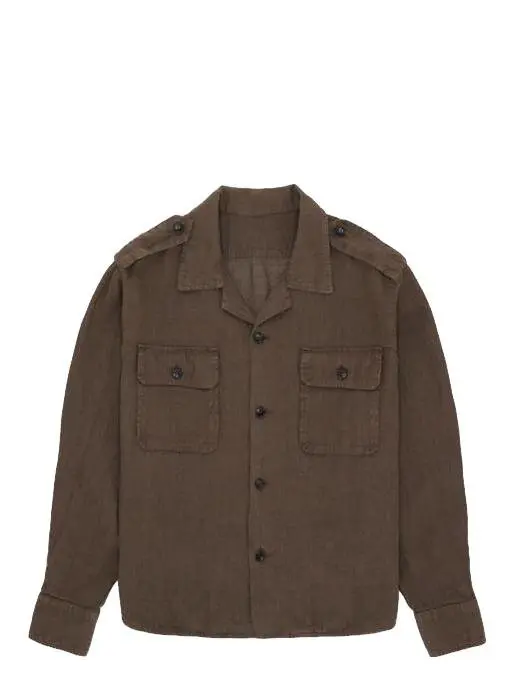 FORTELA Military Linen Shirt - Brown