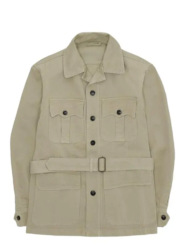 FORTELA Clint Herringbone Cotton Sahariana Jacket - Military Green