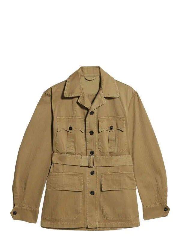 FORTELA Clint Herringbone Cotton Sahariana Jacket - Olive