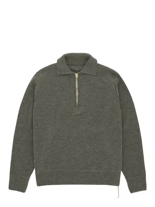 FORTELA Yale Wool Sweater With Collar And Zip - Army Green