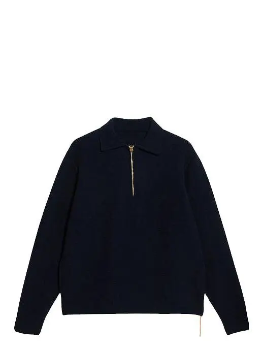 FORTELA Yale Wool Sweater With Collar And Zip - Navy Blue