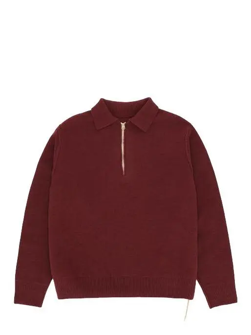 FORTELA Yale Wool Sweater With Collar And Zip - Plum