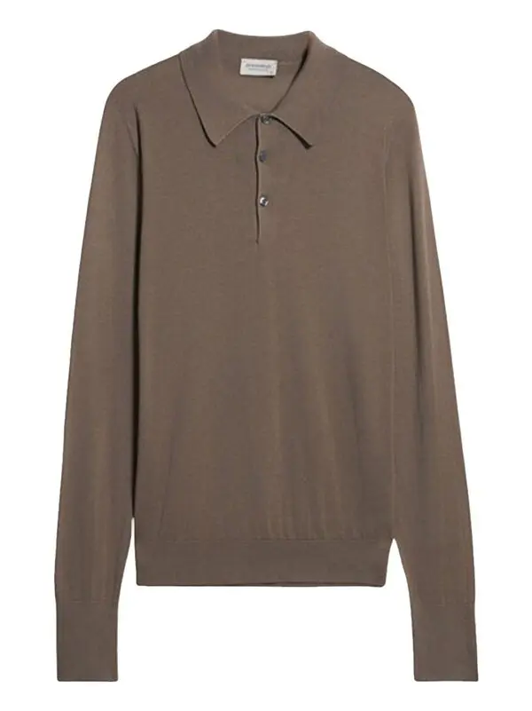 FORTELA Finchley Cotton Knit Polo - Brown
