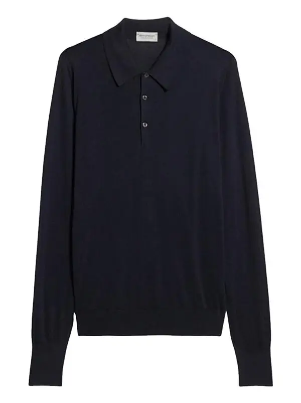 FORTELA Finchley Cotton Knit Polo - Navy Blue